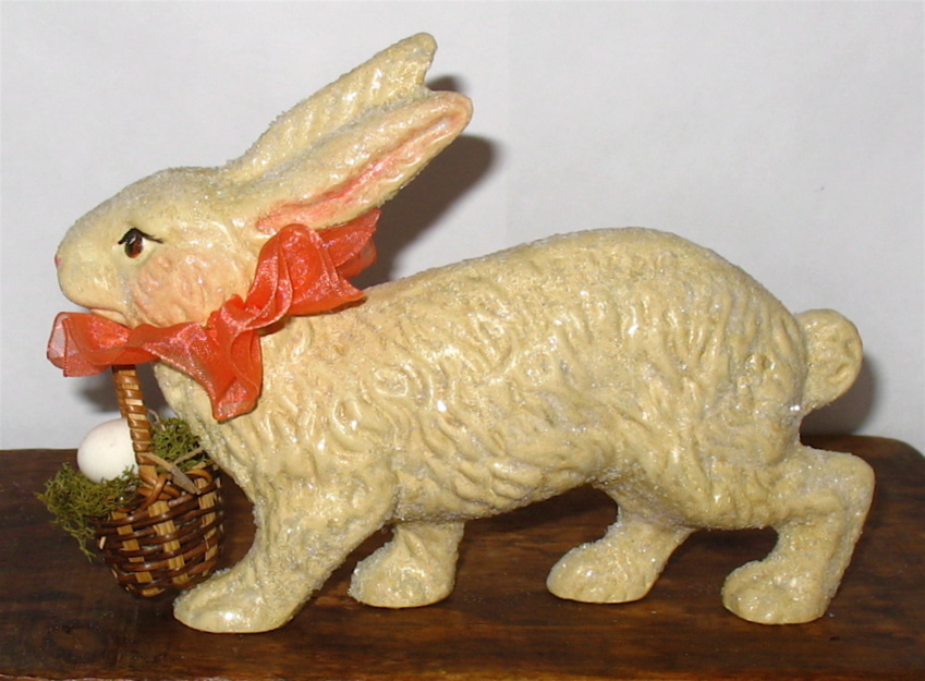 Chalkware Rabbit from antique chocolate mold