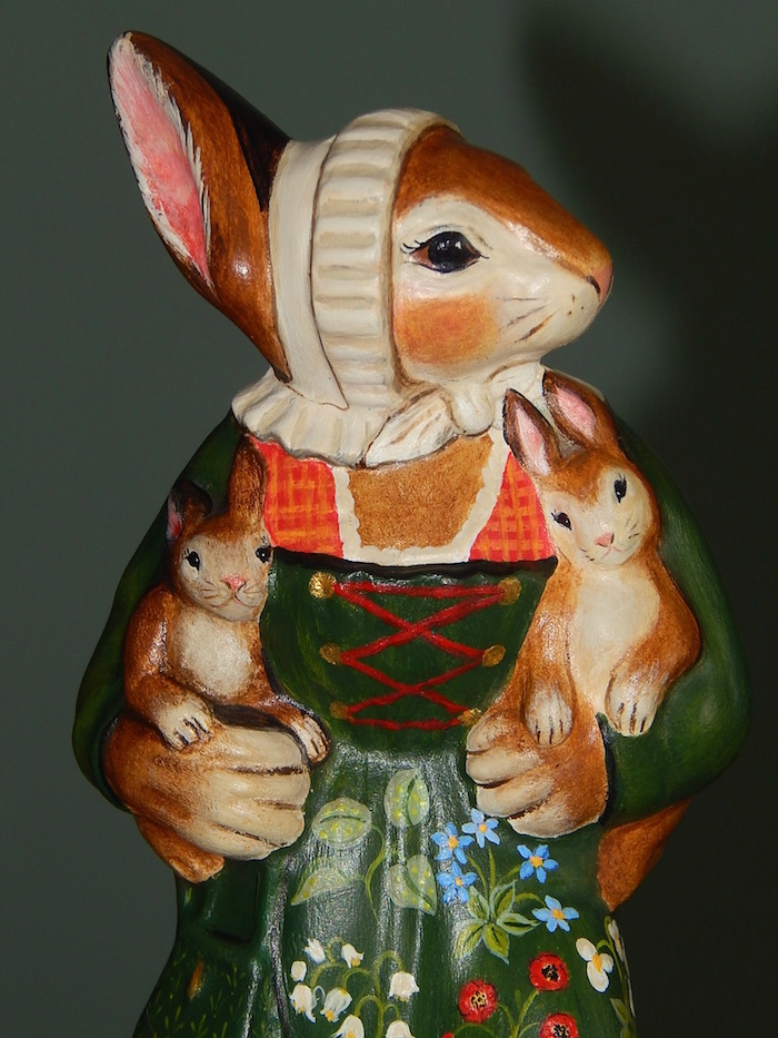 R342 Bittersweet House Folk Art Mother Rabbit from antique chocolate mold